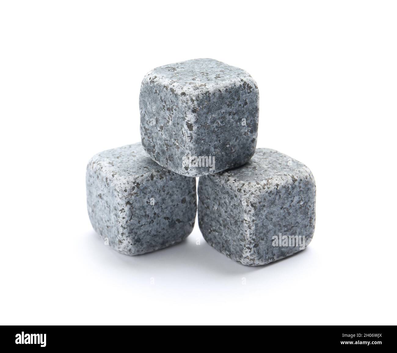 Classic grey whiskey stones on white background Stock Photo - Alamy