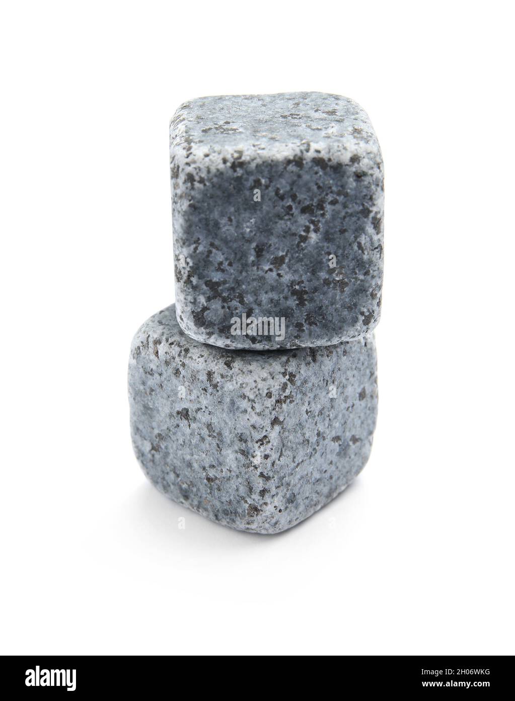 Classic grey whiskey stones on white background Stock Photo - Alamy