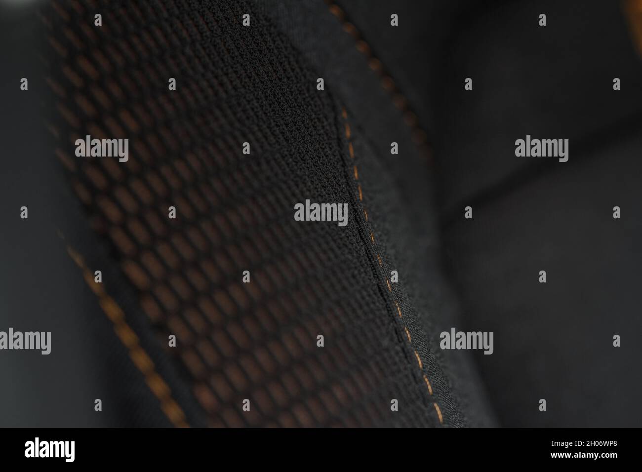 High angle view of modern car fabric seats. Close-up car seat texture ...