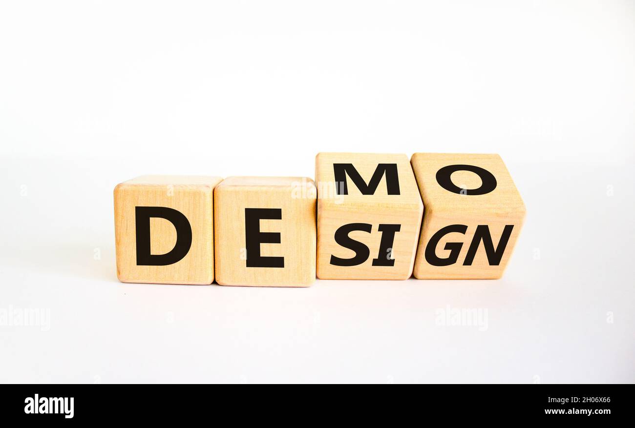 Demo and design symbol. Turned cubes and changed the word 'design' to ...