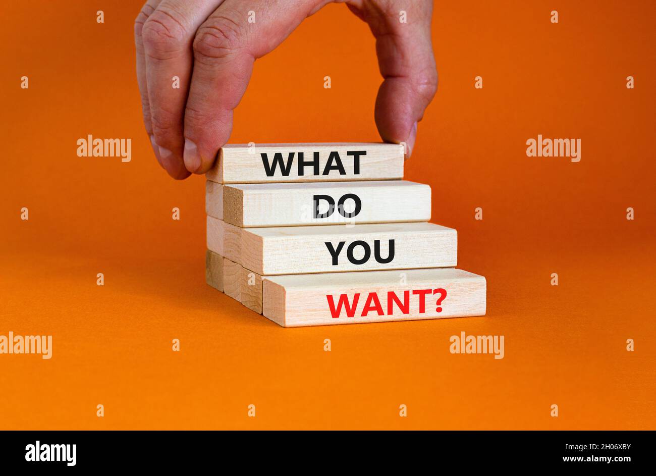 What do you want symbol. Wooden blocks with words 'What do you want' on ...