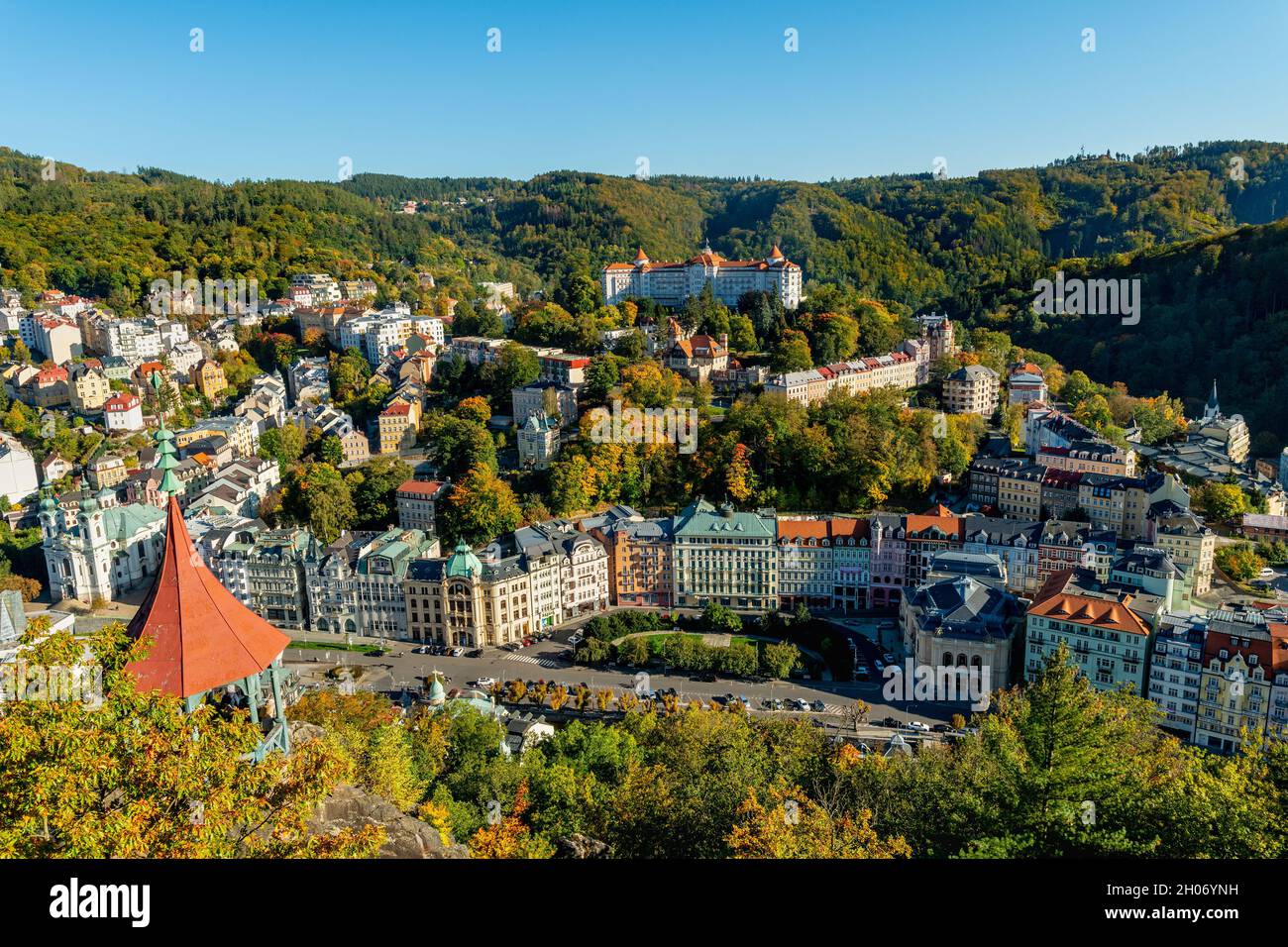 Great spa town Karlovy Vary (Karlsbad) - Czech Republic. One part of ...