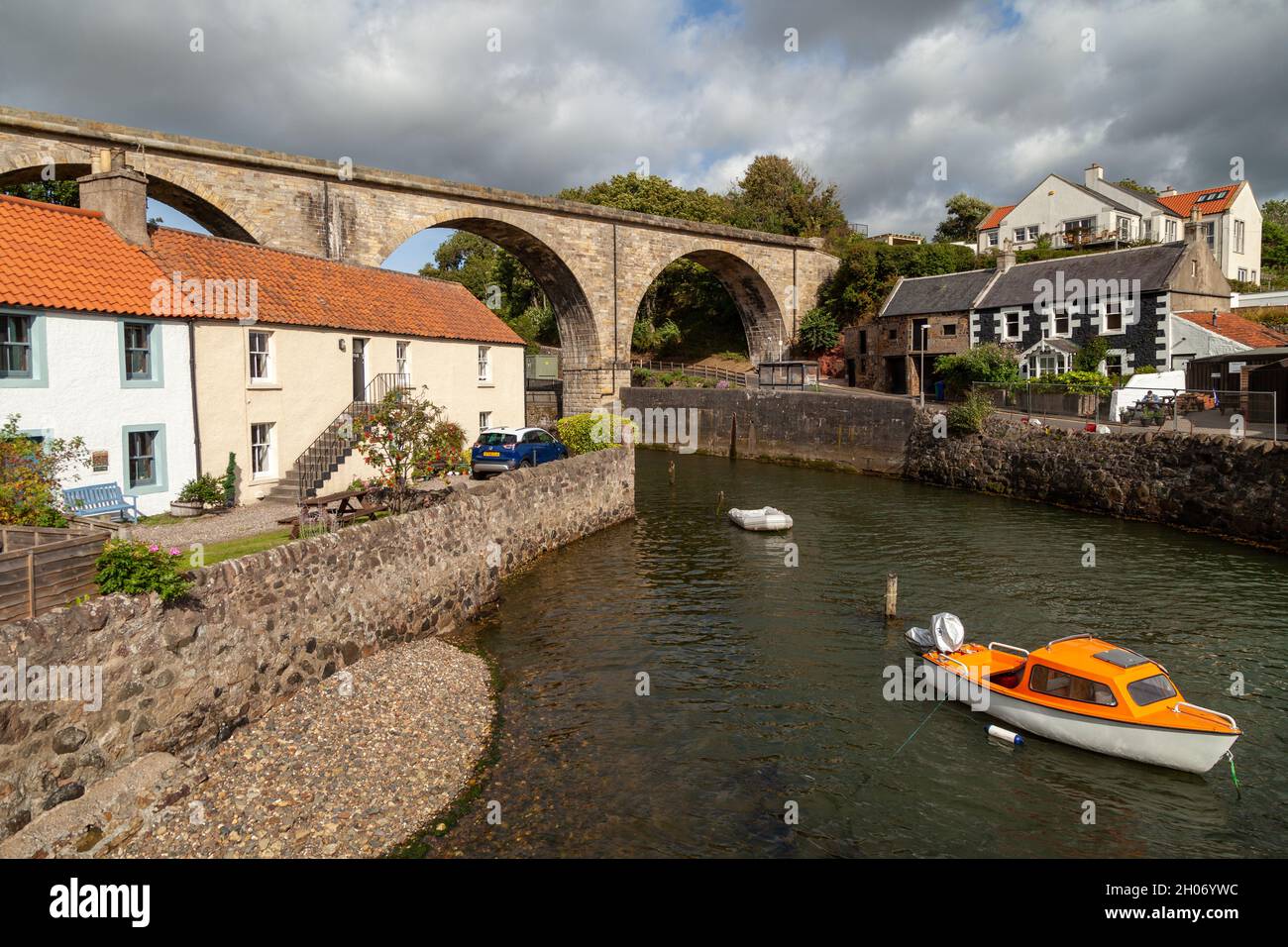 High tide at the Fife village of Largo Stock Photo - Alamy