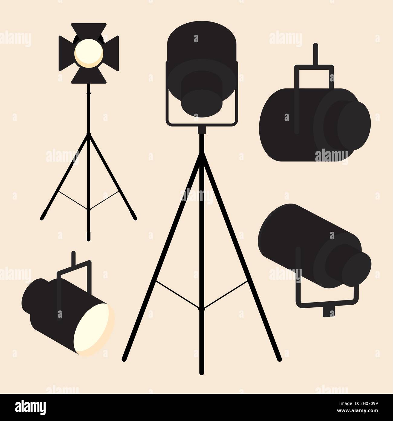five spotlight reflector icons Stock Vector Image & Art - Alamy