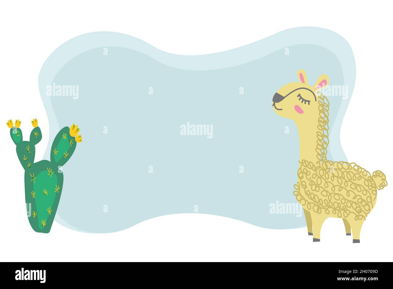 Children's frame for text with a cartoon llama on a white background ...