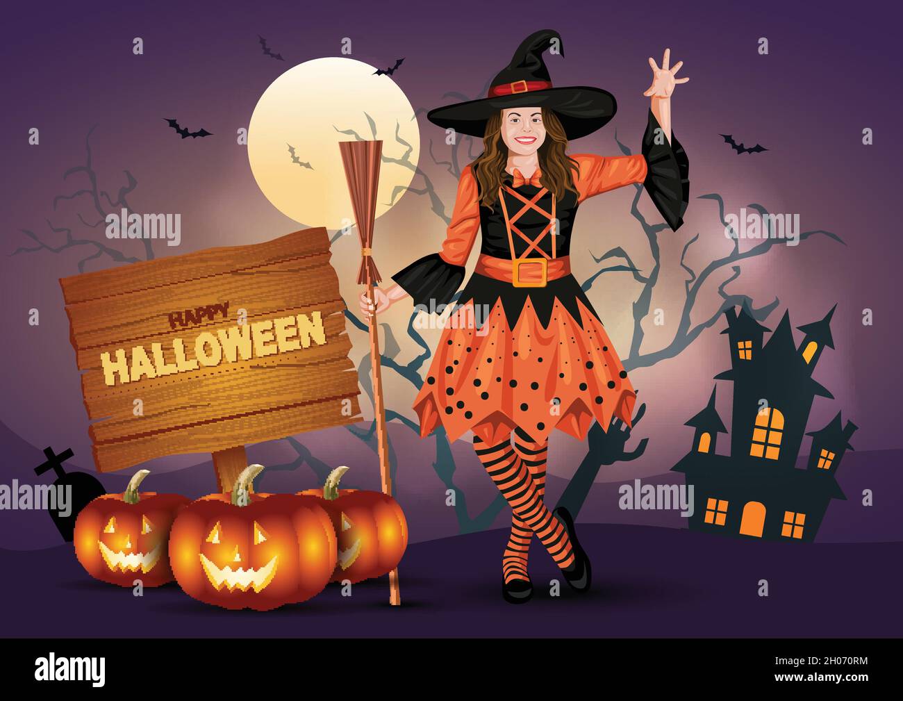 Cute Happy Halloween Witches Wallpaper