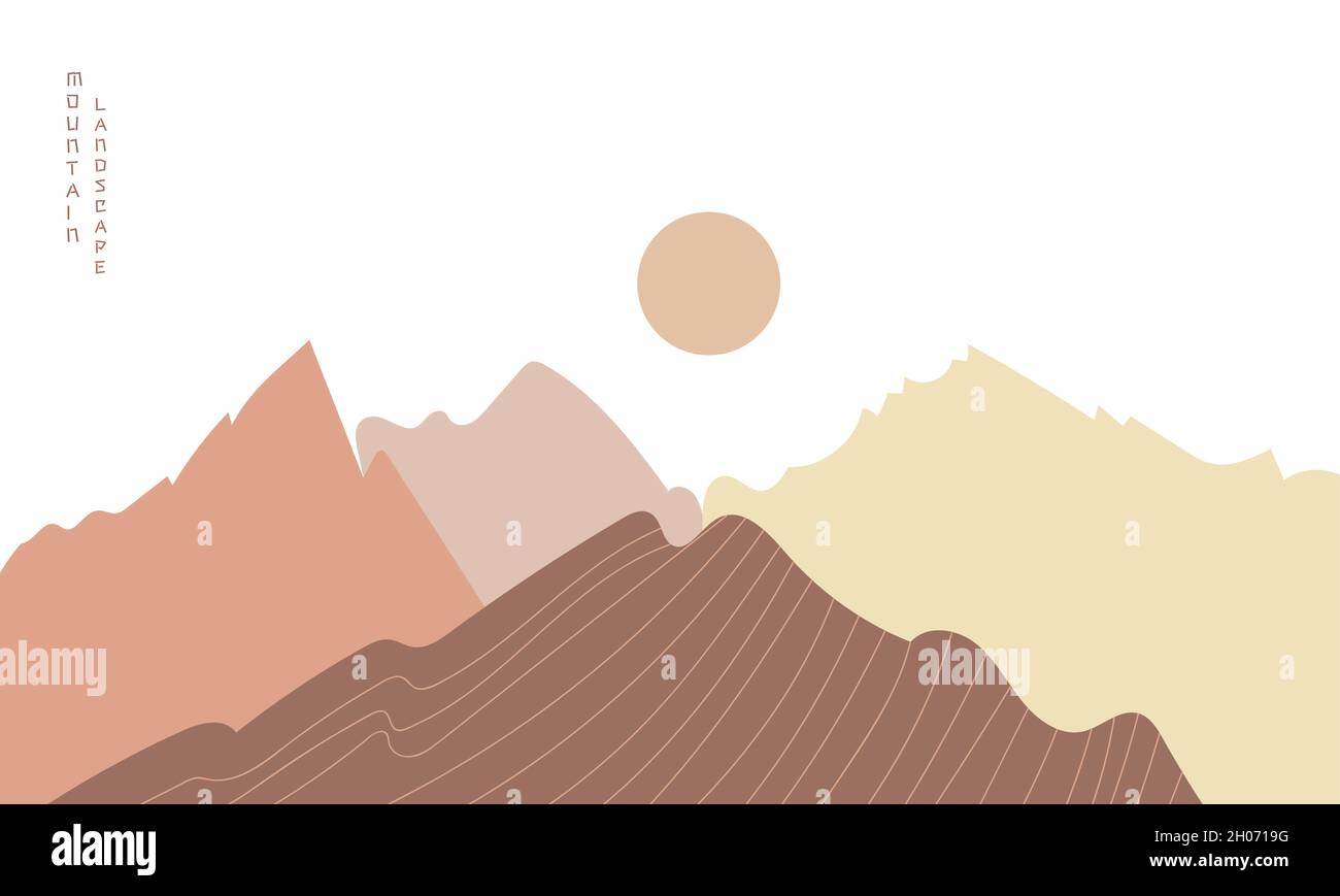 Horizontal mountain landscape poster. Geometric landscape background in ...