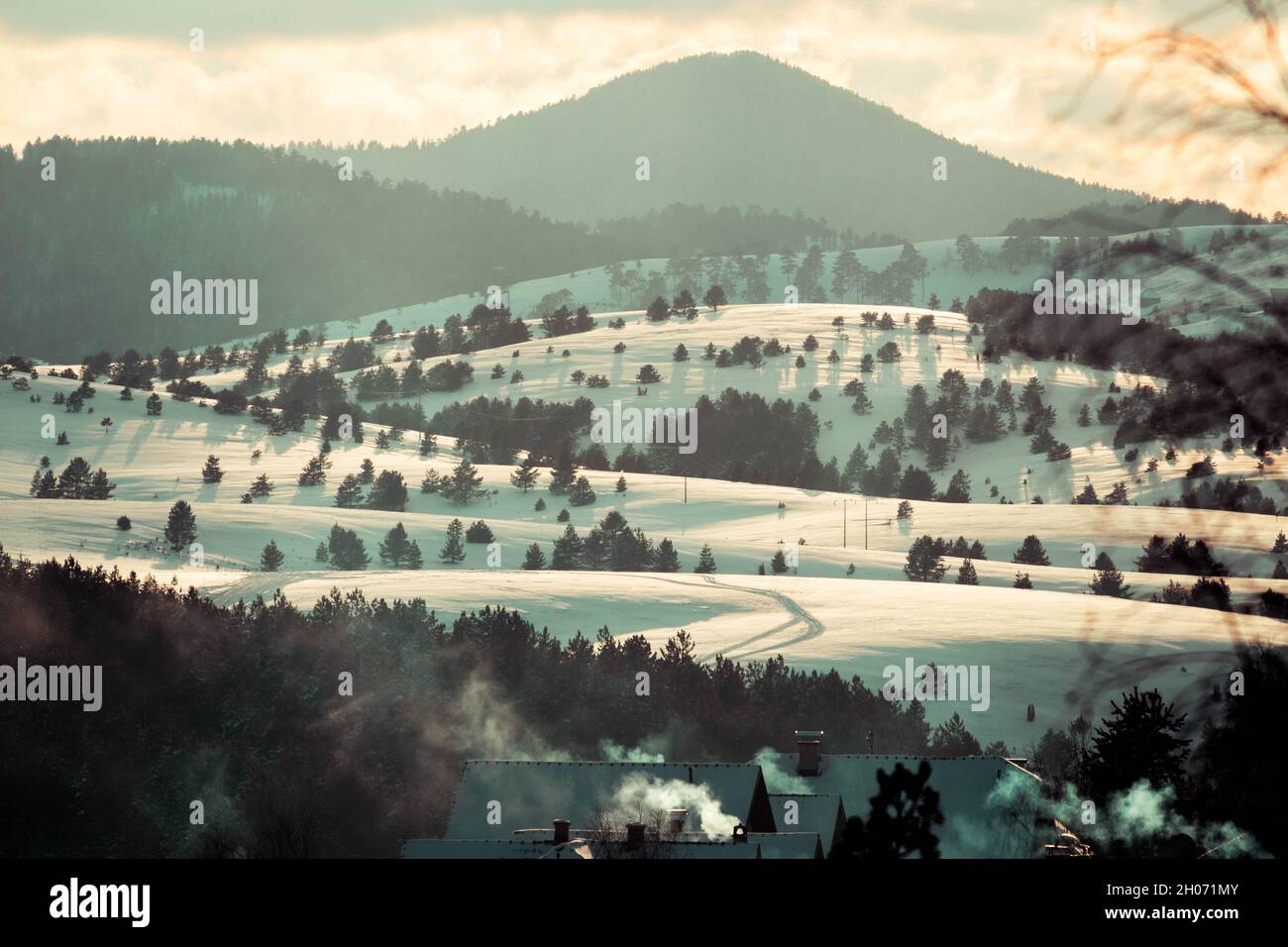 Nature fields covered in snow in a winter morning Stock Photo - Alamy