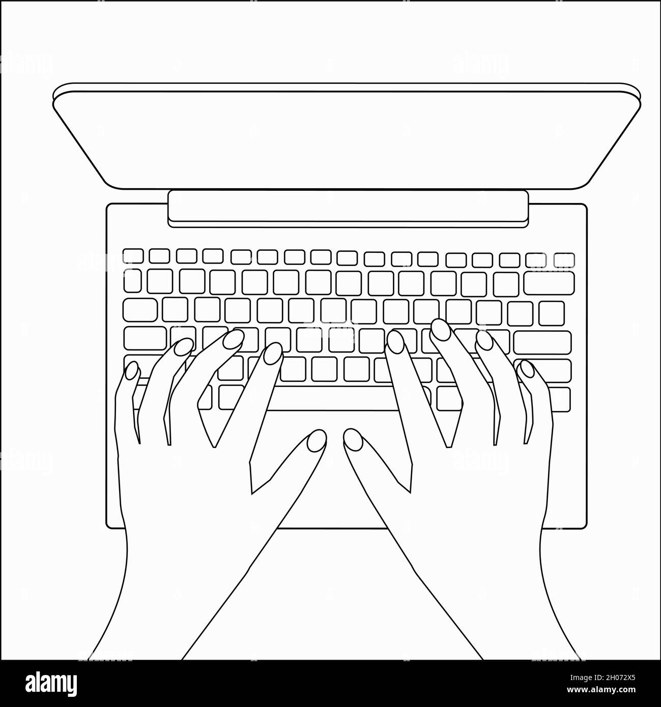 Laptop woman hands Black and White Stock Photos & Images - Alamy