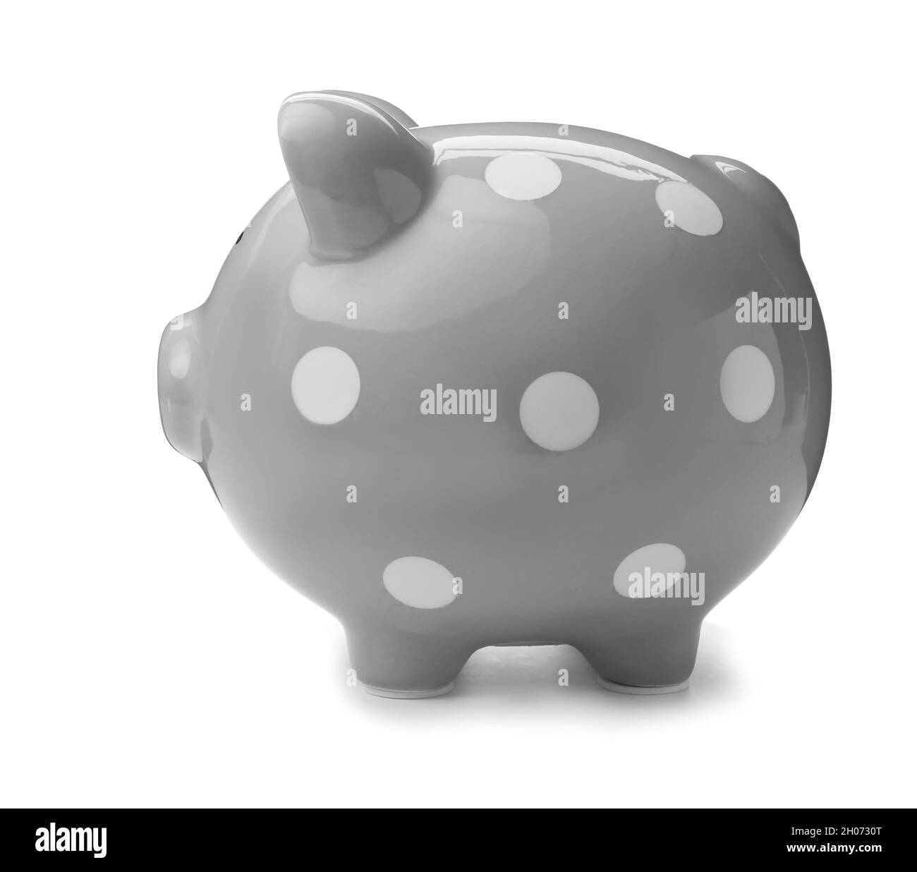 Gray piggy bank on white background. Money saving Stock Photo - Alamy