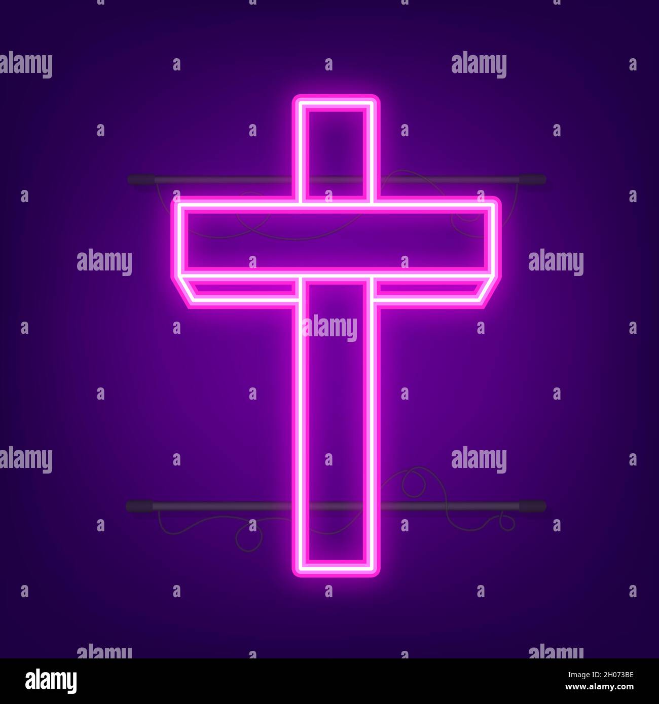 Cross wood neon icon. Religion icon. Vector stock illustration Stock ...
