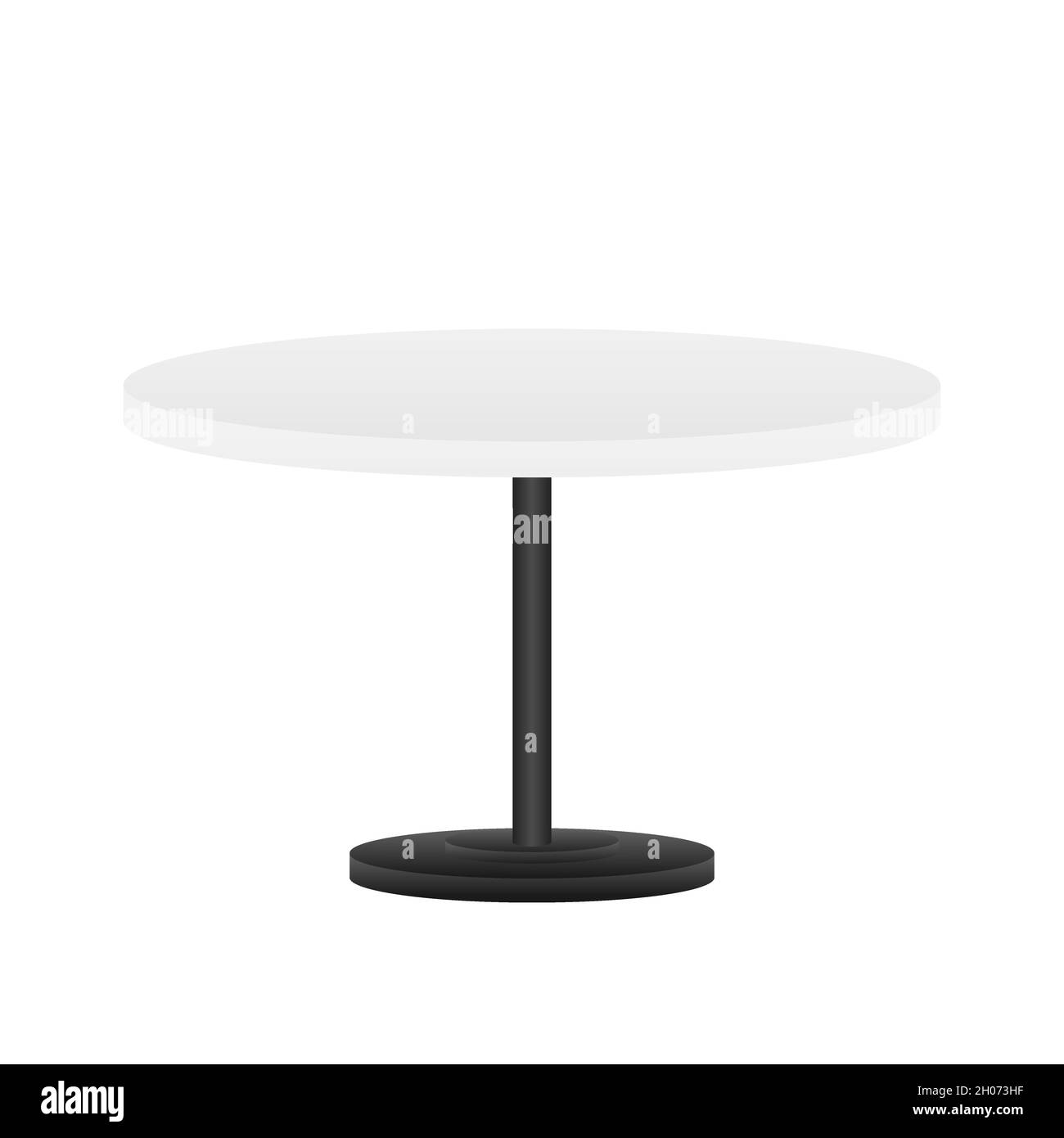 Realistic empty round table with metal stand isolated on white ...