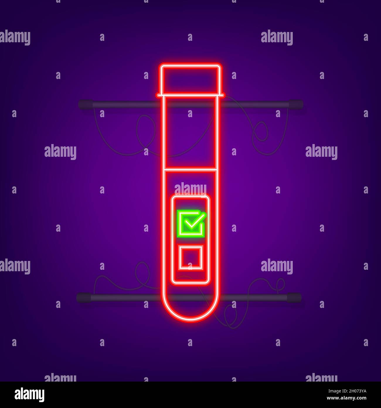 Blood test result in flat style. Chemical laboratory research. Neon ...