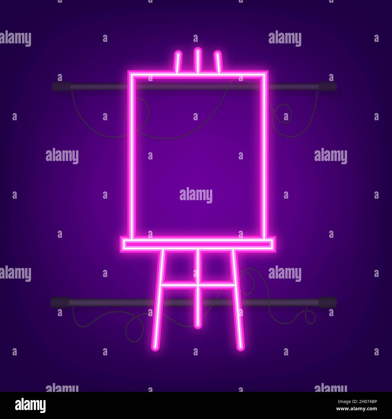 Easels with Mock Up Empty Blank Square. Neon icon. Vector illustration ...
