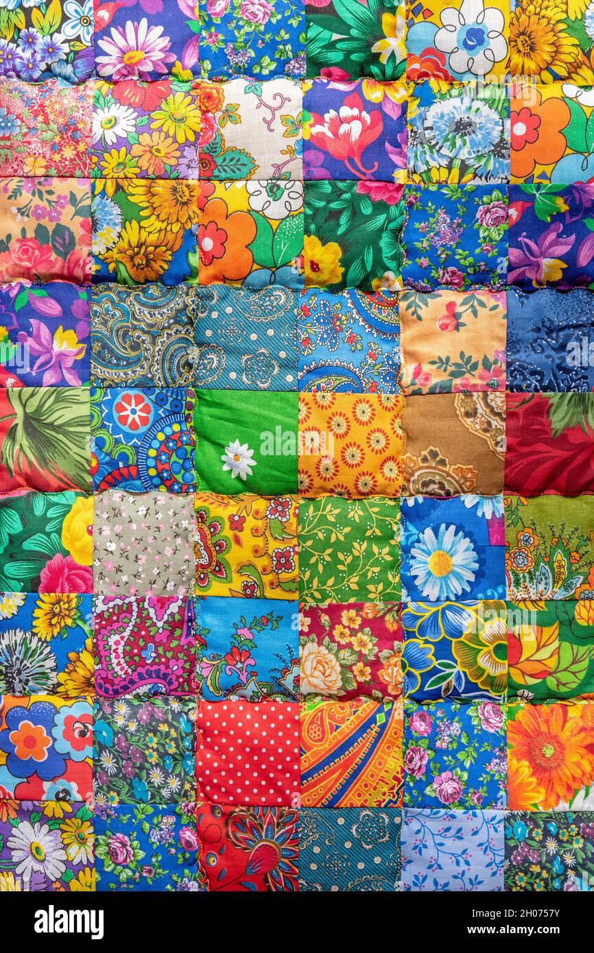 Creative handmade patchwork with bright colorful design Stock Photo - Alamy