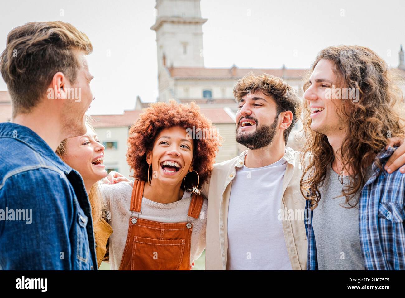 Group of friends happy laughing together - Group of multiracial guys ...