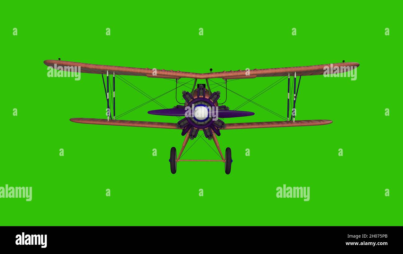 Realistic Propeller Airplane on a Green screen. 3d rendering Stock ...
