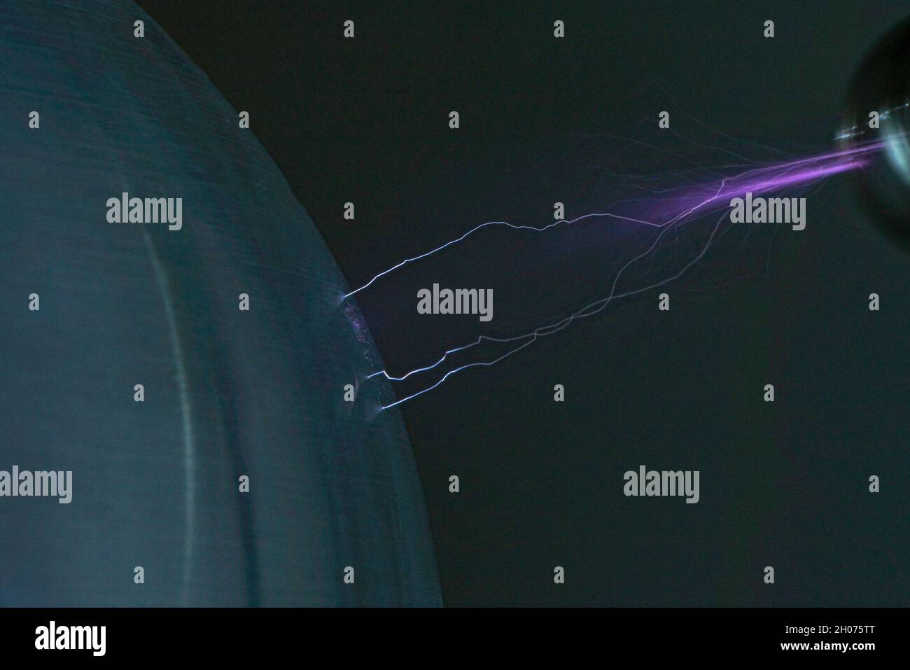 electric discharge lightning on ribbon generator Stock Photo - Alamy
