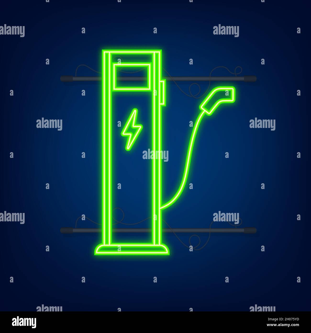 Electric vehicle charging station icon. Ev charge. Electric car. Neon ...
