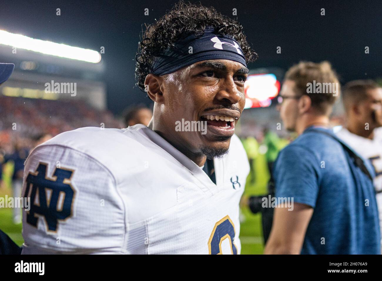 Notre Dame Fighting Irish safety Houston Griffith (3) walks off the ...
