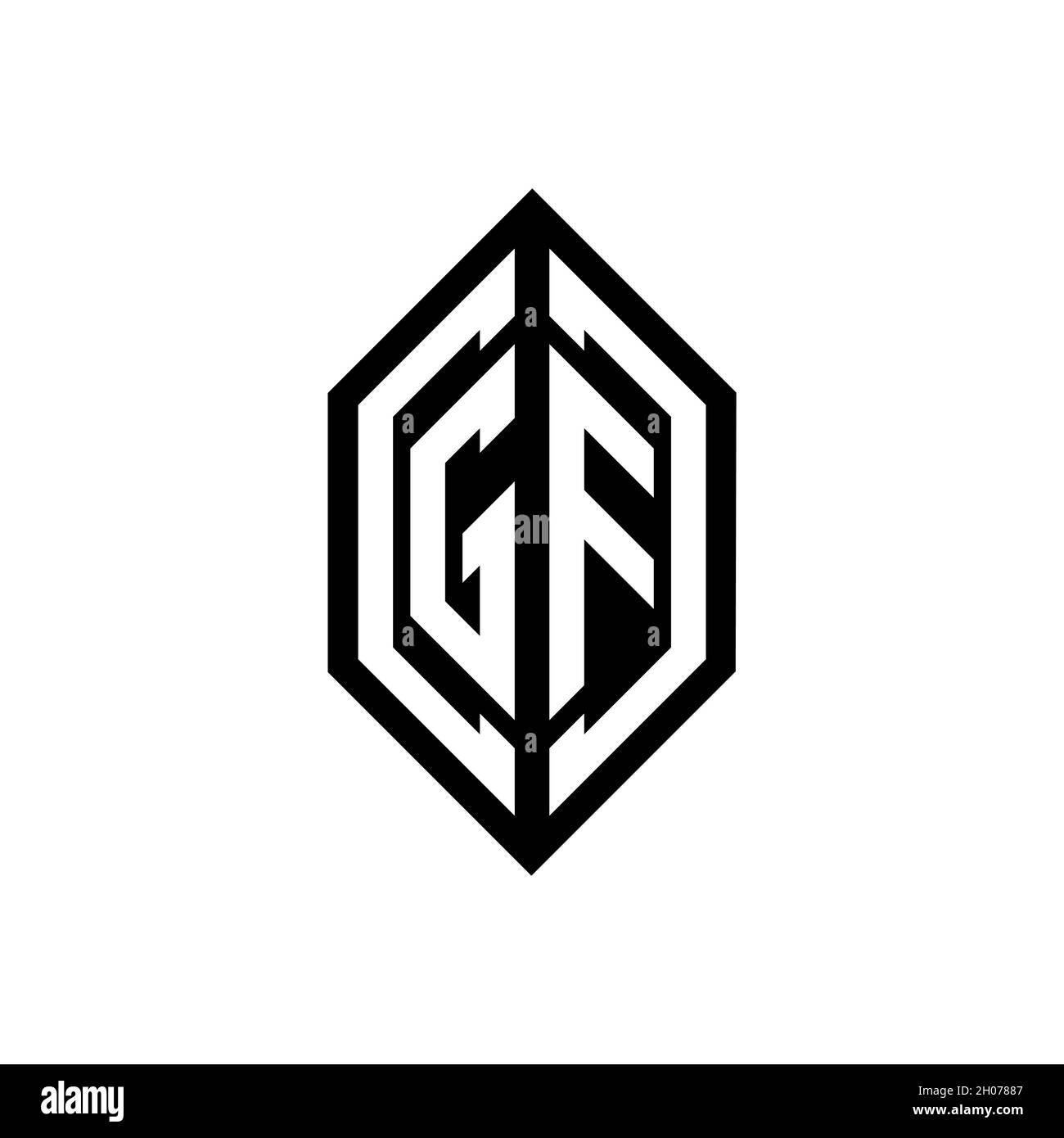 GF logo with geometric shape vector monogram design template isolated ...