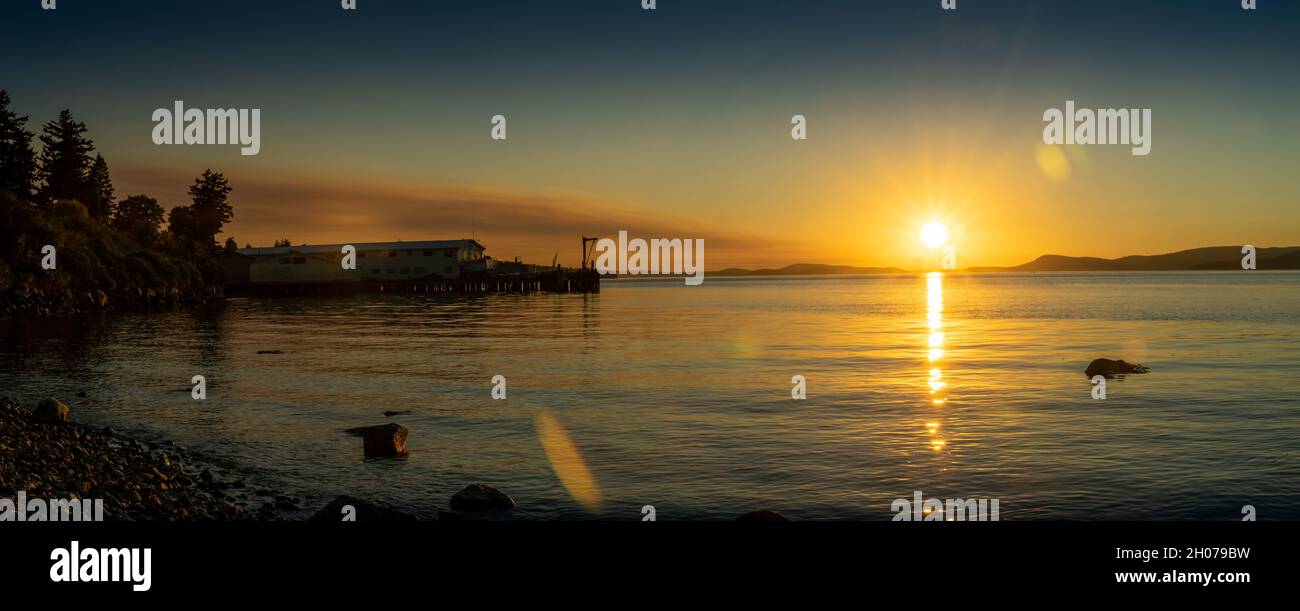 Panorama of Sunset over Puget Sound from Waterfront Park in Antacortes ...