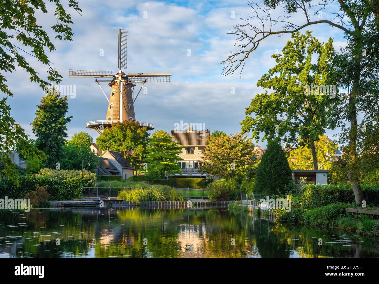 Historical dutch windmill in the city of Ravenstein, North Brabant, The ...