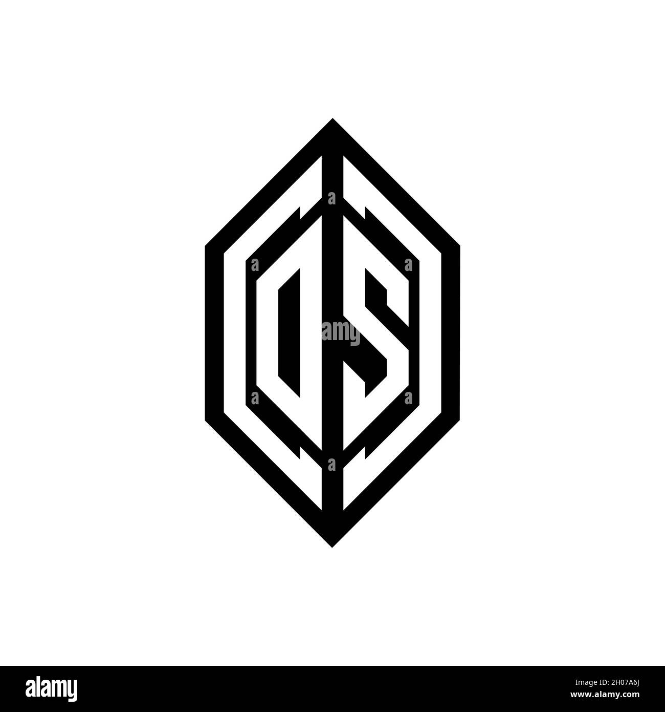 OS logo with geometric shape vector monogram design template isolated ...