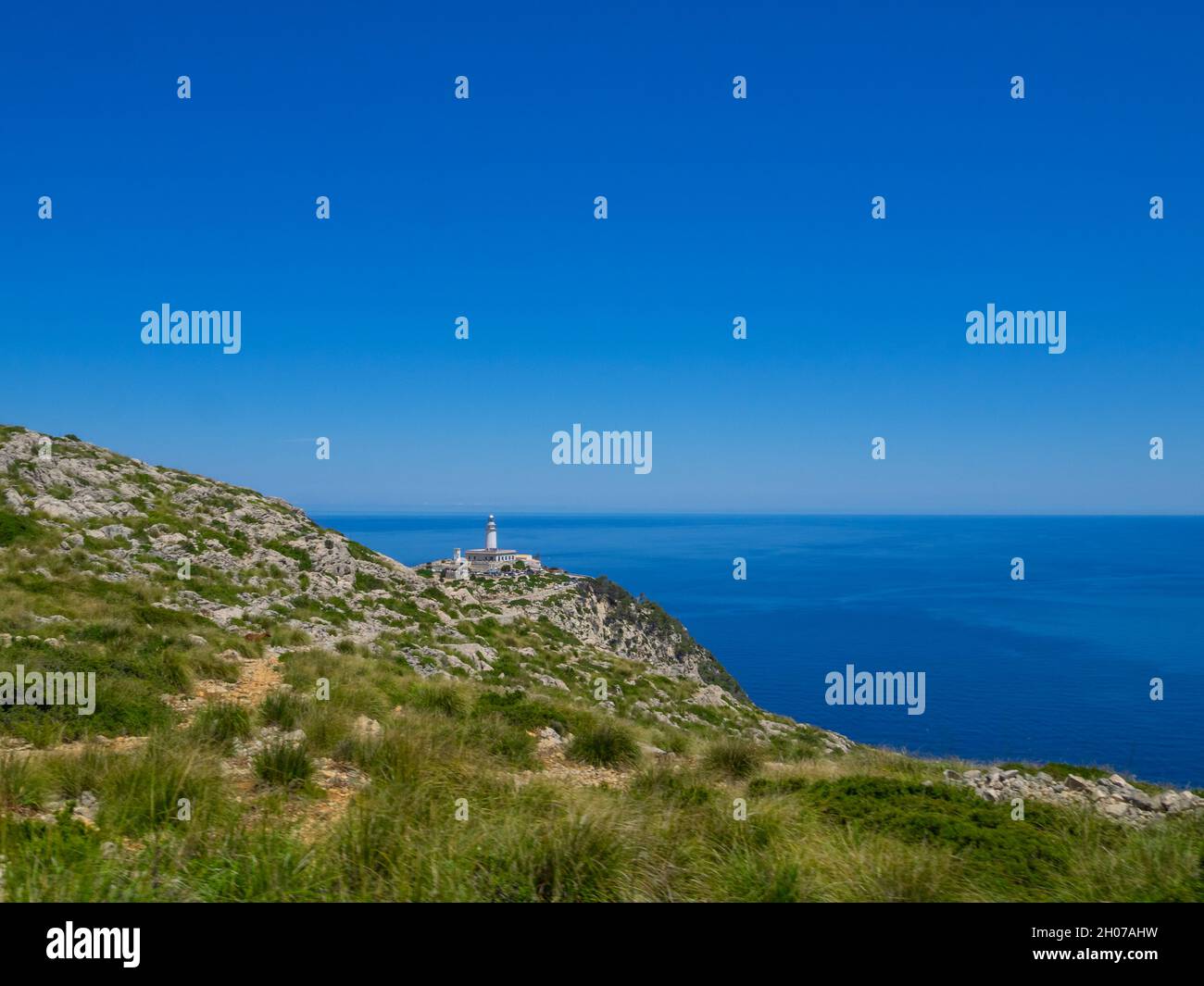 Cap Formentor lighthouse in the landscape of north Maiorca Stock Photo ...