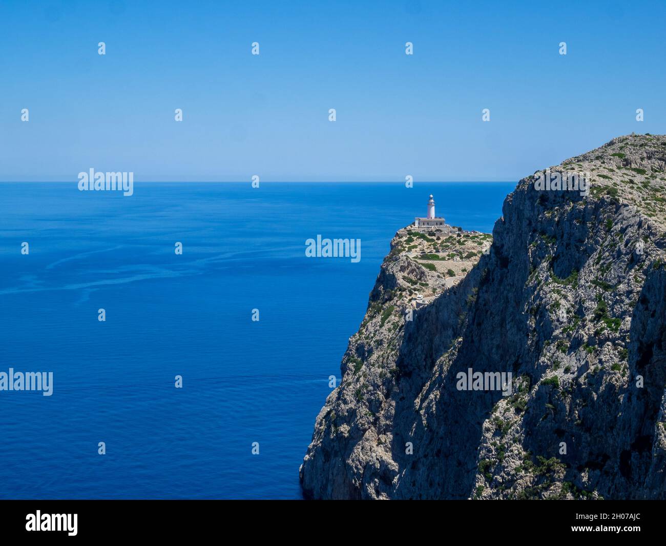 Cap Formentor lighthouse atop the cliffs, Maiorca Stock Photo - Alamy