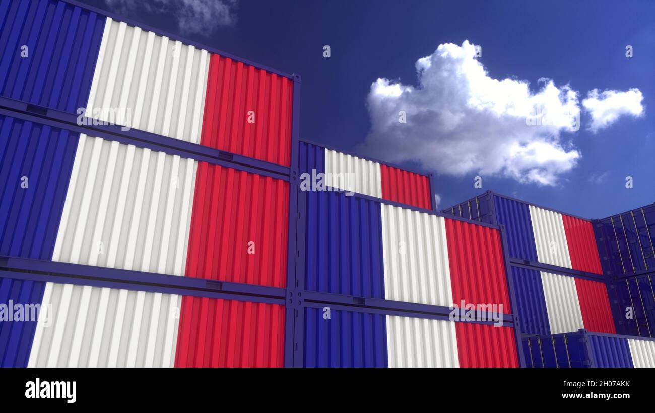 France flag containers are located at the container terminal. France ...
