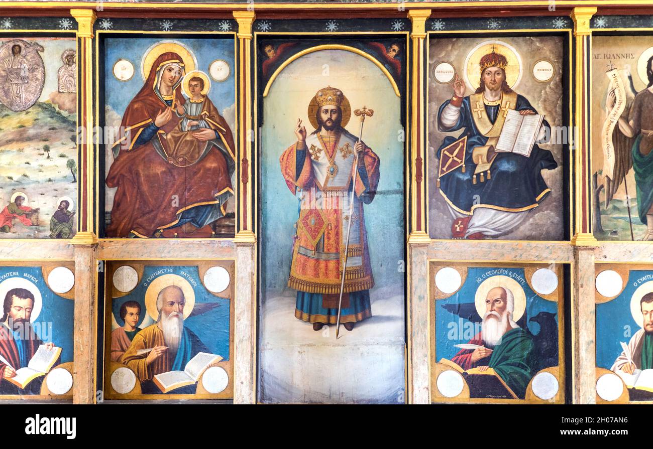 Frescos of The Saints inside Traditional Greek Orthodox Church inside ...