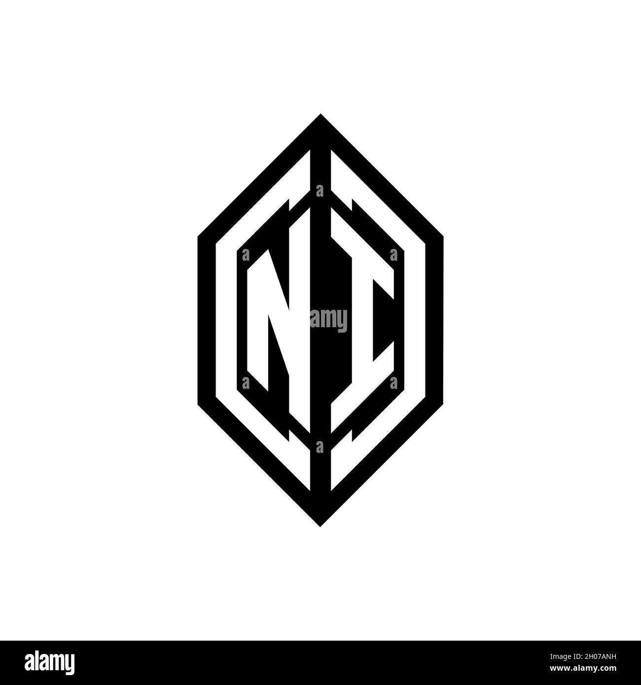 NI logo with geometric shape vector monogram design template isolated ...