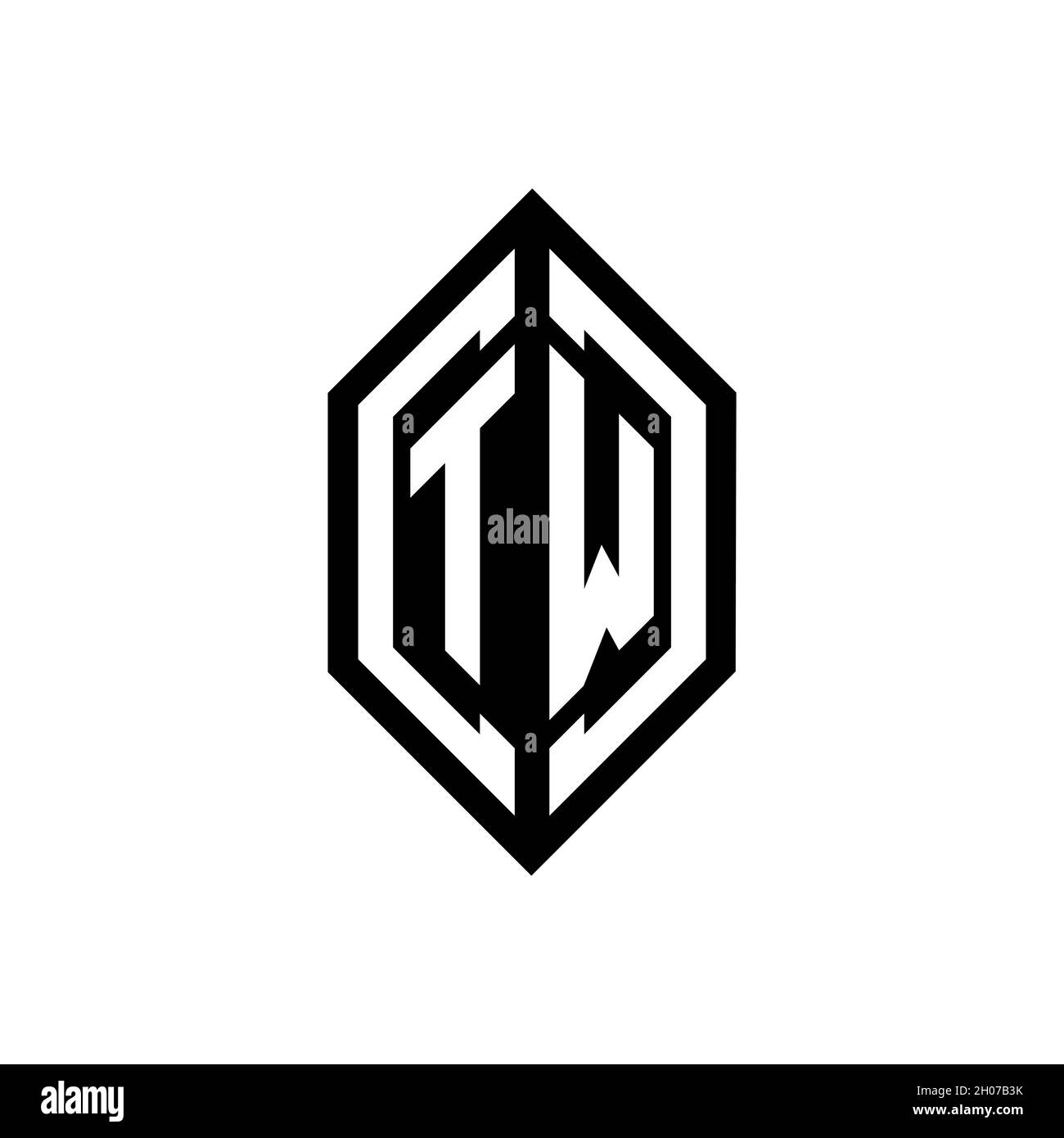 TW logo with geometric shape vector monogram design template isolated on white background Stock ...