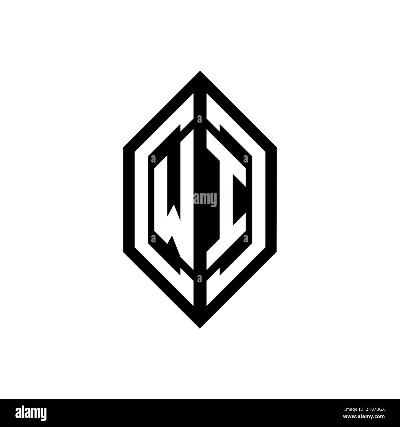 WI logo with geometric shape vector monogram design template isolated ...