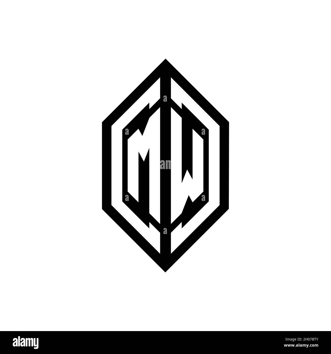 MW logo with geometric shape vector monogram design template isolated ...