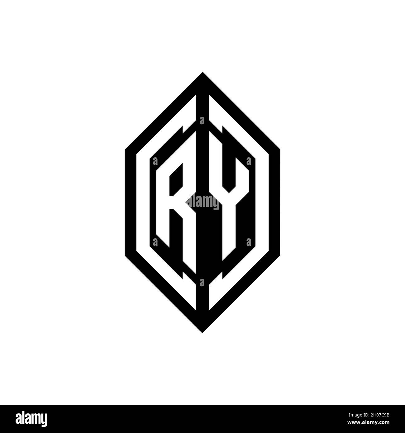 RY logo with geometric shape vector monogram design template isolated ...