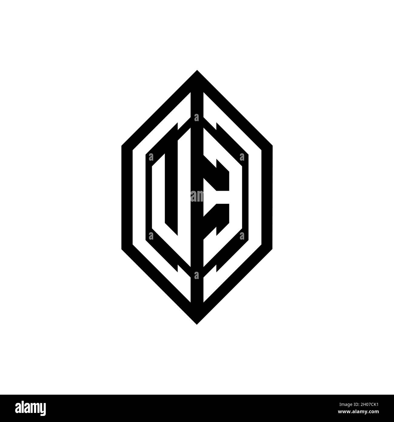 UE logo with geometric shape vector monogram design template isolated ...