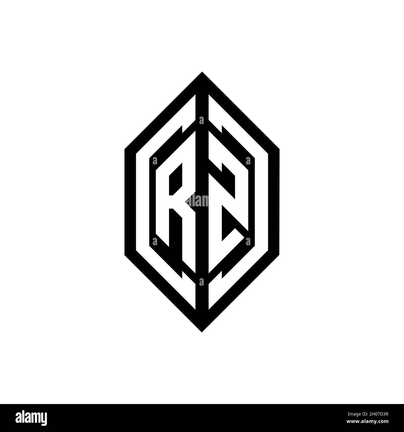RZ logo with geometric shape vector monogram design template isolated ...