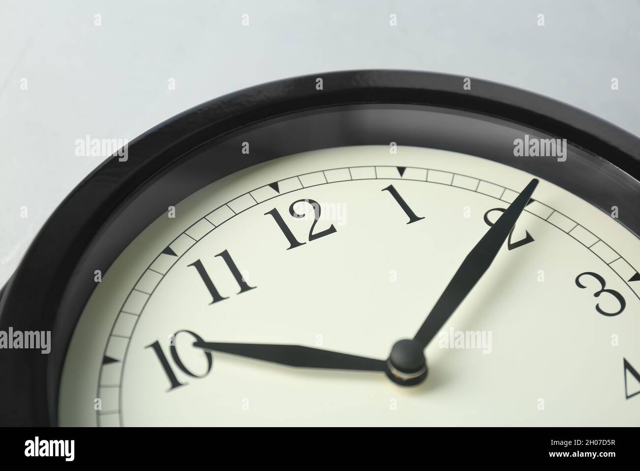 Big black clock, closeup. Time change concept Stock Photo - Alamy