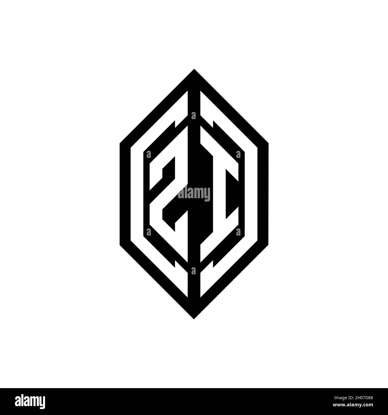 ZI logo with geometric shape vector monogram design template isolated ...