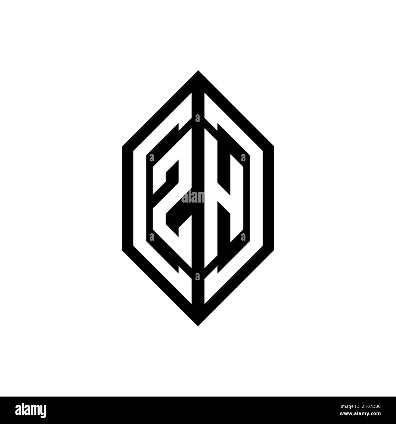 ZH logo with geometric shape vector monogram design template isolated ...