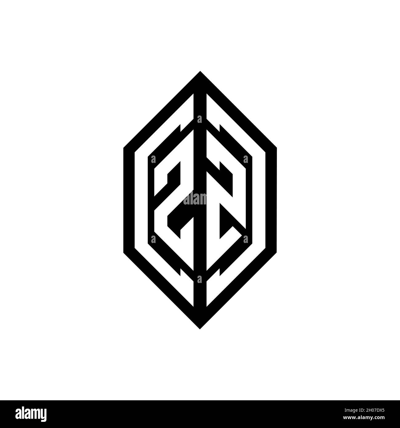 ZZ logo with geometric shape vector monogram design template isolated ...