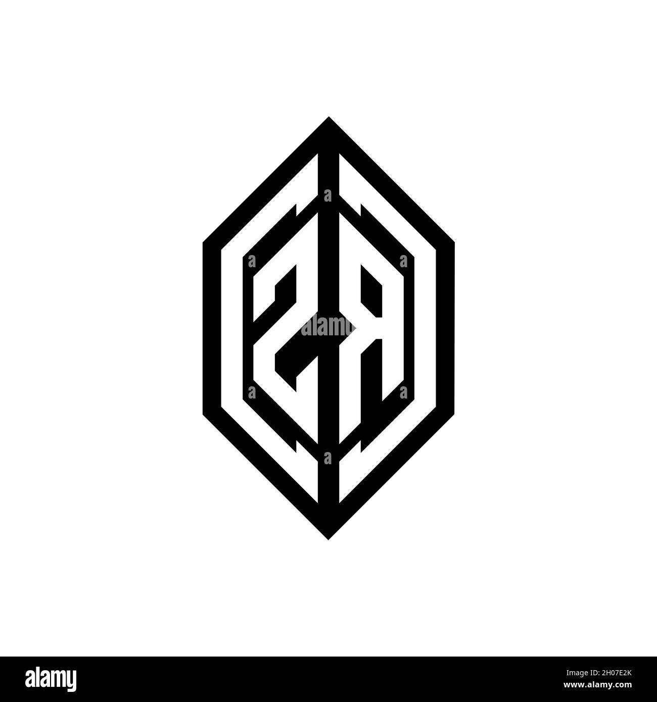 ZR logo with geometric shape vector monogram design template isolated ...