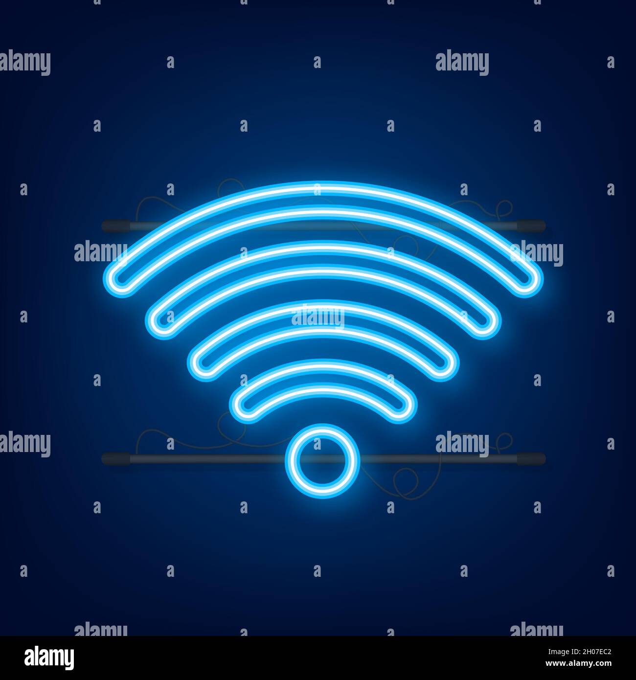 Wireless neon icon. No wifi. Different levels of Wi Fi signal. Vector stock illustration Stock ...