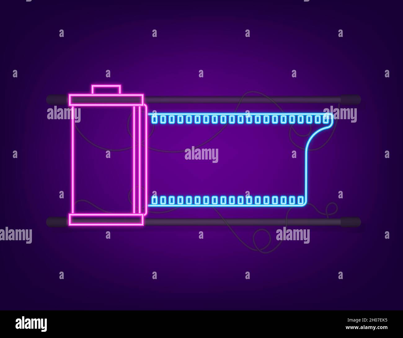 Camera film roll isolated on white background. Neon icon. Vector stock ...