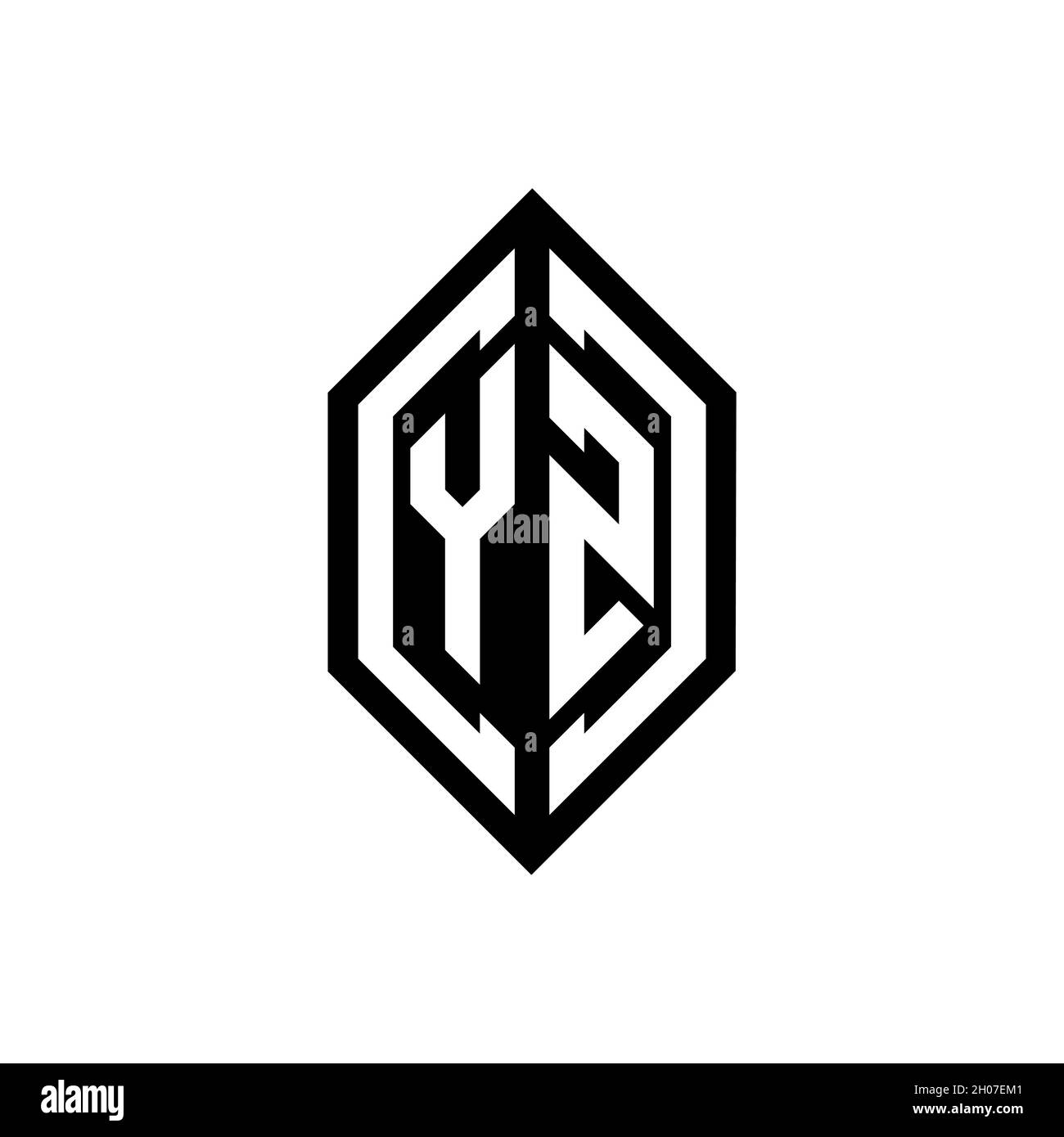 YZ logo with geometric shape vector monogram design template isolated ...