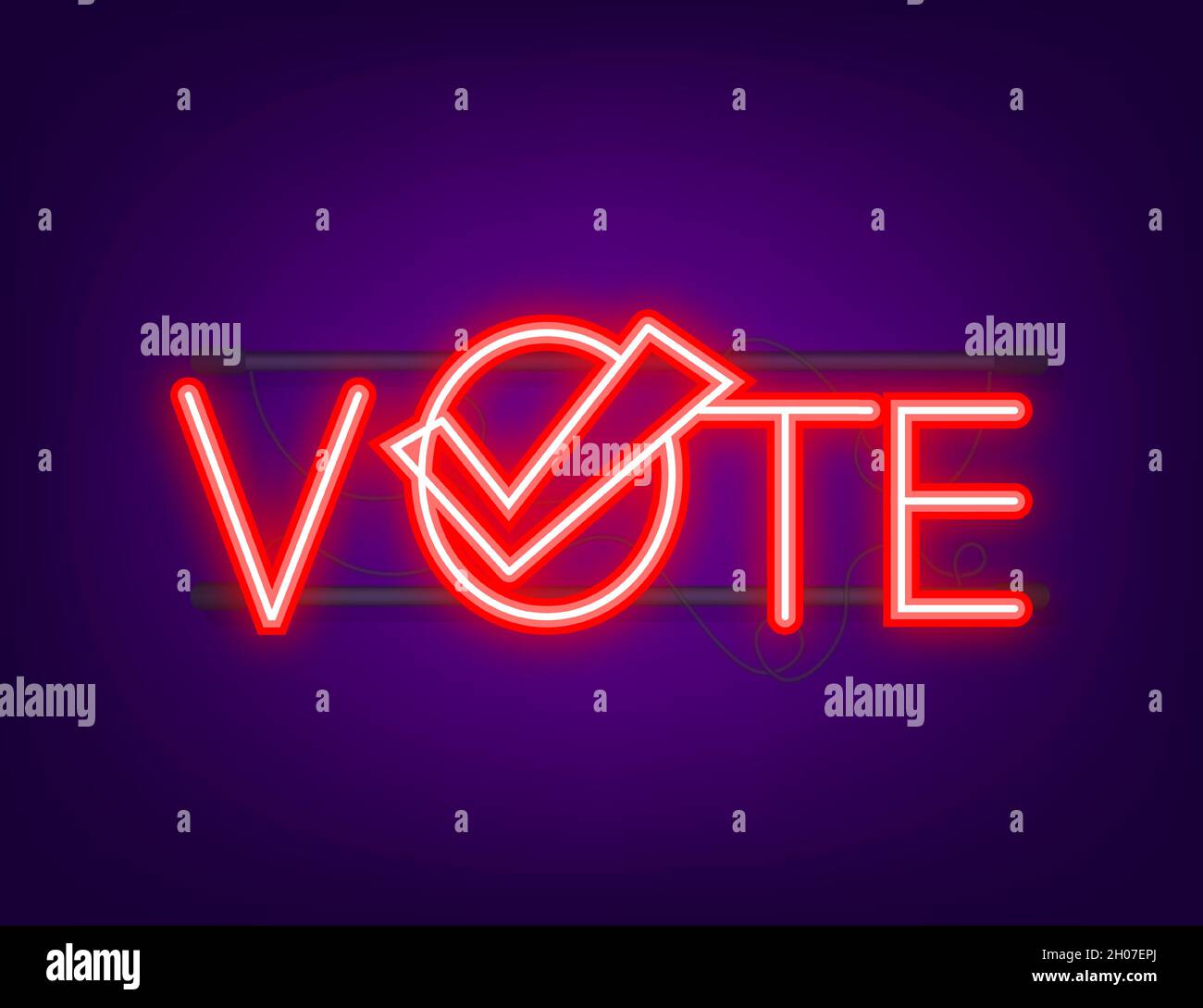 Vote symbols. Check mark icon. Vote label. Neon icon. Vector ...