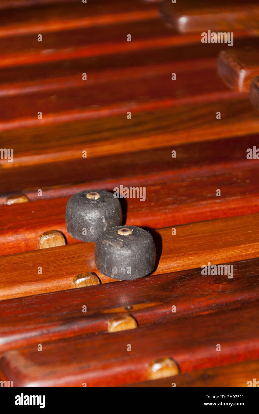 Close-up shot of a marimba or Hormigo keyboard. Guatemala. National ...