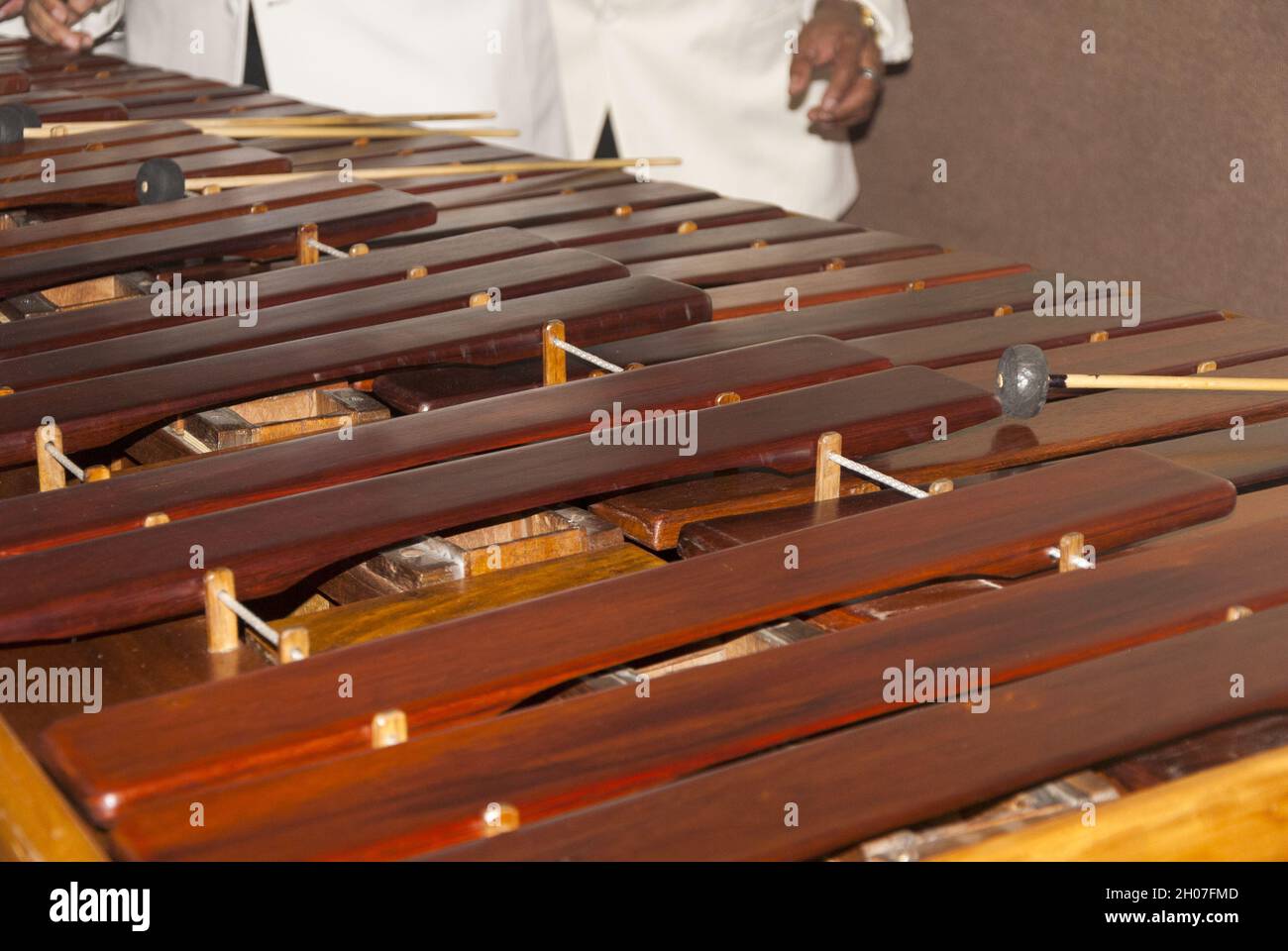 Close-up shot of a marimba or Hormigo keyboard. Guatemala. National ...